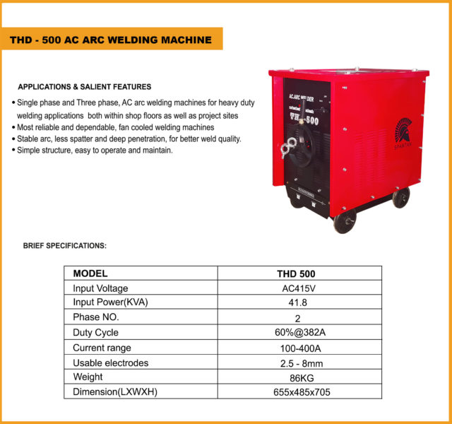 500Amps SPARTAN AC ARC WELDER - Engineering supplies Ltd